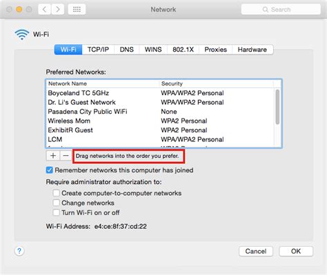 set priority for wifi networks so your mac joins the right one one