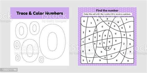 아이들을위한 색칠 공부 책 번호 유치원 유치원 및 학교 연령을위한 워크 시트 추적 선입니다 Null을 쓰고 색칠합니다 0에 대한 스톡 벡터 아트 및 기타 이미지 Istock