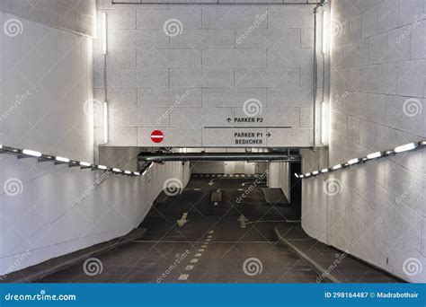 Entrance Or Exit To A Parking Garage Stock Image Image Of Sign Lights 298164487