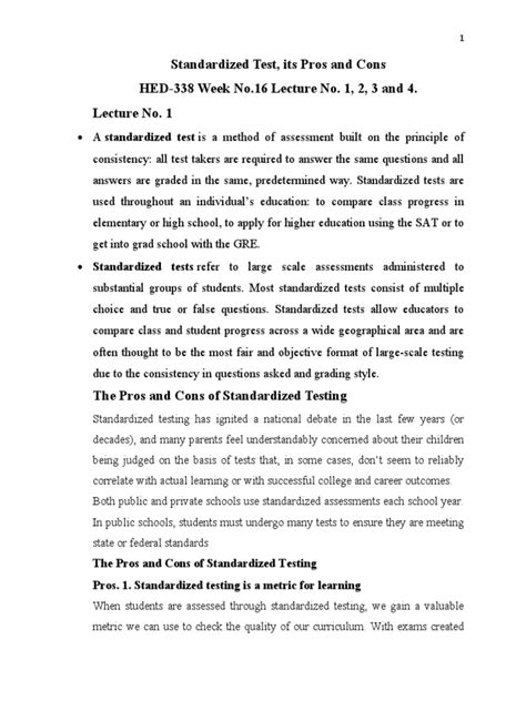 The Pros And Cons Of Standardized Testing Pdf Standardized Tests Test Assessment