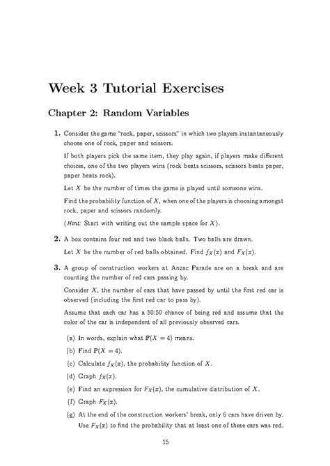 Week3 Tutorial Questions Week 3 Tutorial Exercises Chapter 2 Random