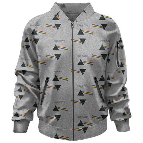 Triangle Rainbow Prism Logo Pattern Pink Floyd Bomber Jacket