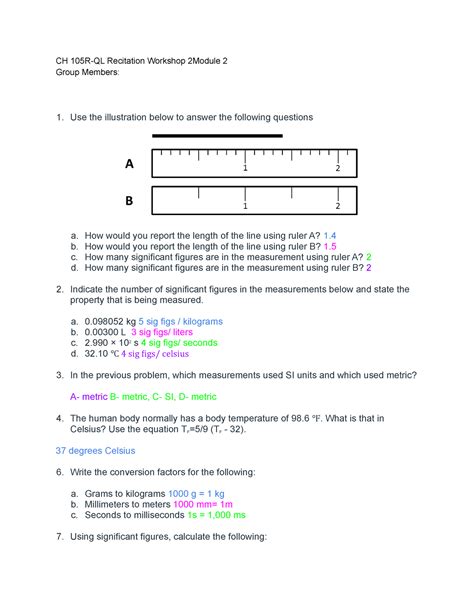 Recitation 2 Worksheet Ch 105r Ql Recitation Workshop 2module 2 Group