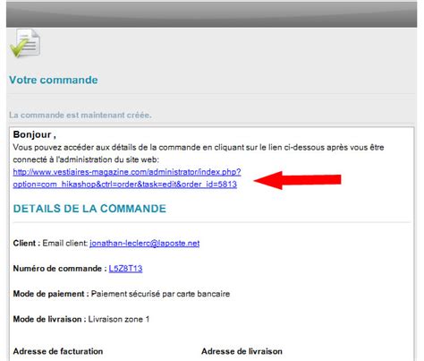 Hikashop Modification Email Commande Client Hikashop