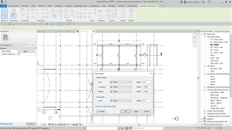 plan region in structural plan view direction only down autodesk