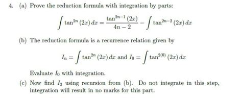 solved 4 a prove the reduction formula with integration