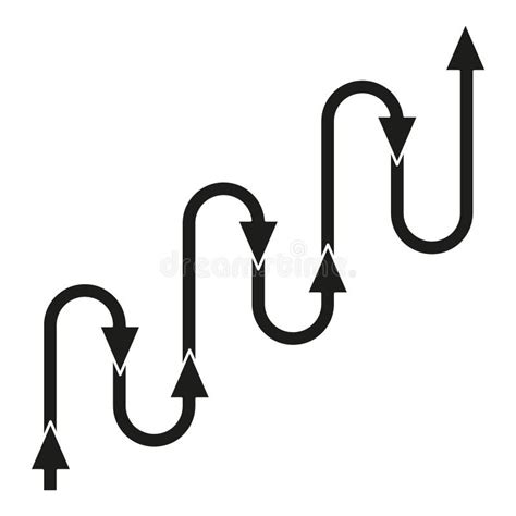 Curved Arrow Progress Vector Growth Symbol Zigzag Path Graphic Step Forward Concept Stock