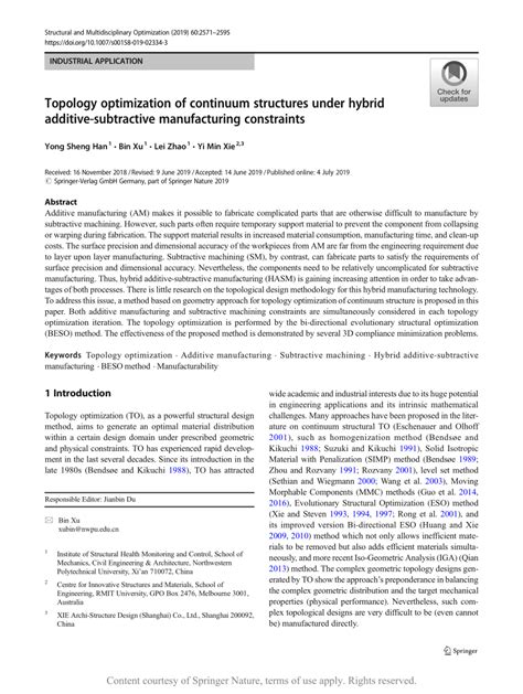 Topology Optimization Of Continuum Structures Under Hybrid Additive Subtractive Manufacturing