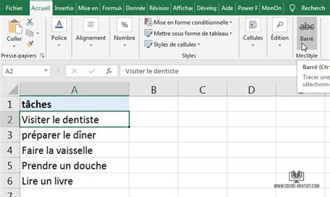 Tutoriel Comment Barrer Dans Excel Tutoriel Excel