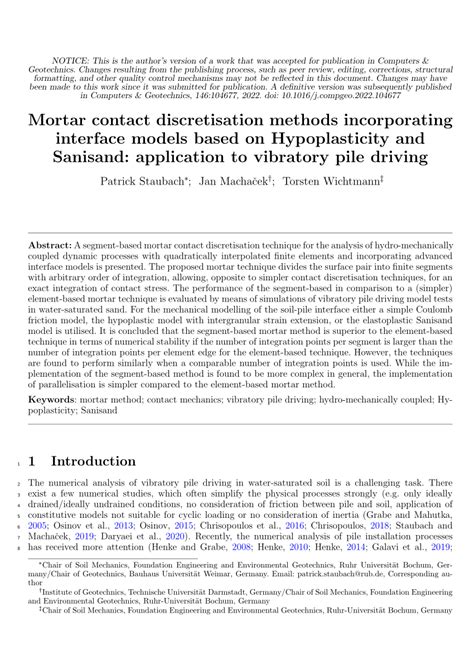 Pdf Mortar Contact Discretisation Methods Incorporating Interface Models Based On