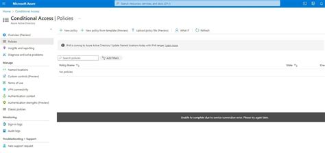 Conditional Access Unable To Complete Due To Service Connection Error Transient