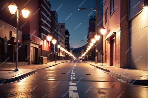 Premium Photo City Street Road Traffic Line Crossroad Street Lights