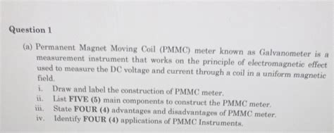 Solved A Permanent Magnet Moving Coil Pmmc Meter Known