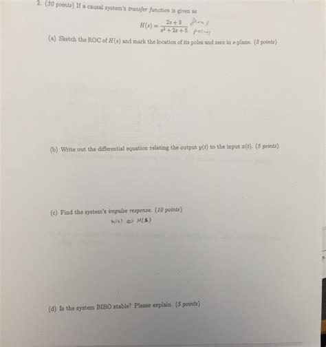 solved if a causal system s transfer function is given as
