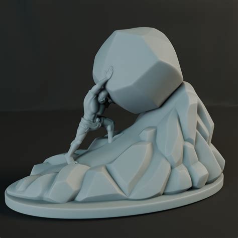 Stl File Sisyphus Figurine Rock Bottom 🪨 ・3d Printable Model To