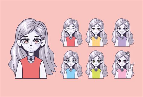 Seven Anime Reactions Faces 6617439 Vector Art At Vecteezy