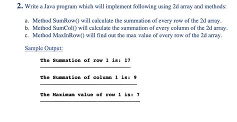 Solved 2 Write A Java Program Which Will Implement