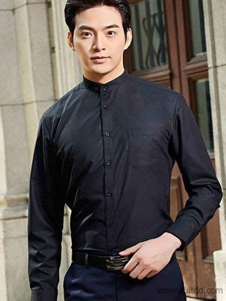 เสื้อเชิ้ตคอจีน สีดำ