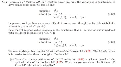 Solved 415 Relaxation Of Boolean Lp In A Boolean Linear