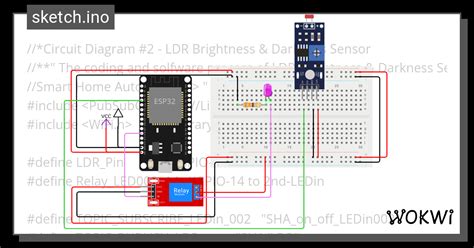 C Circuit Diagram And Solfware Process LDR Brightness Darkness Sensor In SHA System Wokwi