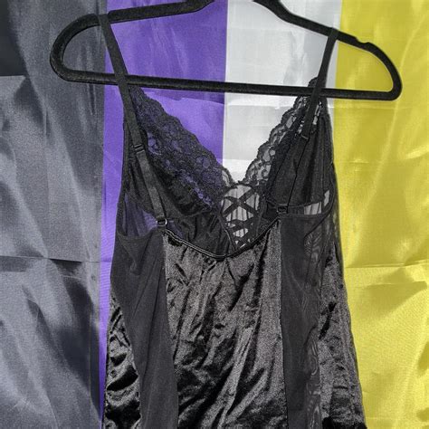 Rene Rofe Black Satinmeshlace Lingerie Top With Depop