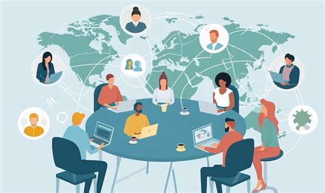 Premium Photo Hybrid Teamwork Asynchronous Collaboration