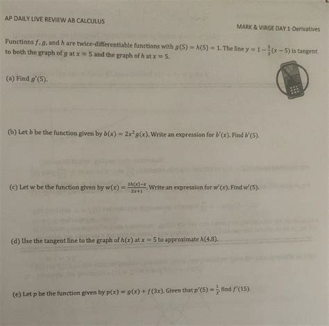Solved Ap Daily Live Review Ab Calculus Mark And Virge Day