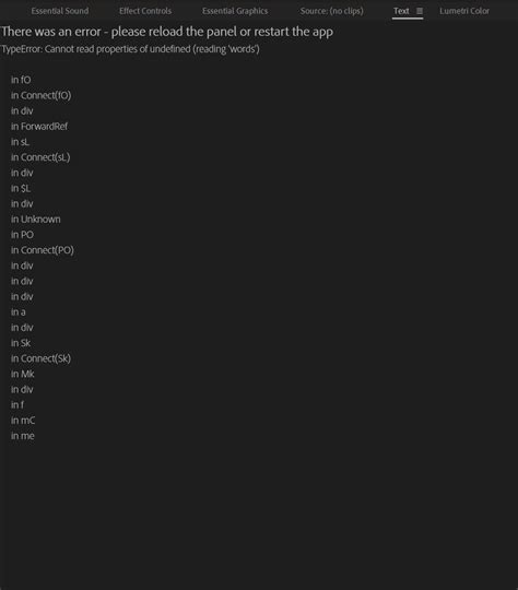 text panel error reloading and restarting ineffec adobe community 13849572