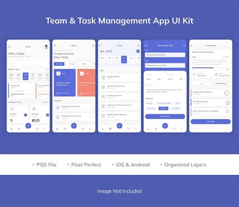 Premium PSD Team And Task Management App Ui Kit