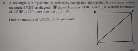 6 a rectangle is a figure that is defined by having four right angles in the diagram shown