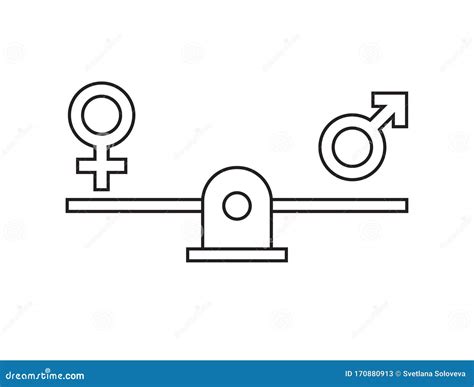 Vector Flat Outline Gender Equality Concept Stock Illustration