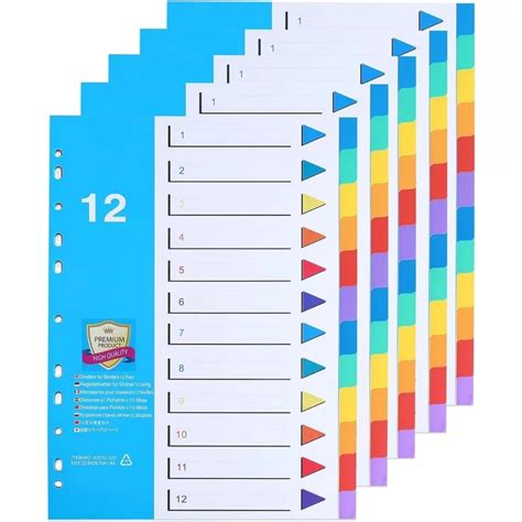 File Dividers 1 12 Color Series 1 Best Office Supplies Uae