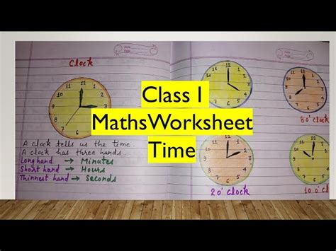 Maths Worksheet For Class 1 Chapter Time For Class 1 Youtube