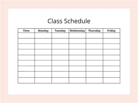 Free Printable Blank Class Schedule Free Printables