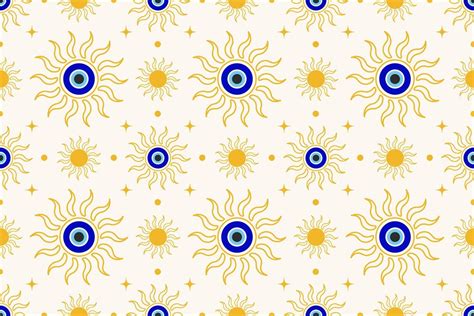 Evil Eye Seamless Pattern Turkish And Greek Blue Bead Symbol Magic Nazar And Ethnic Circle