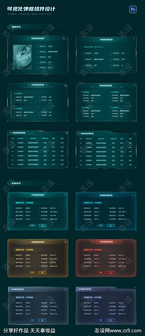 可视化大屏弹窗组件 素材库 Sucai1cn