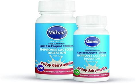 Milkaid Lactase Enzyme Chewable Tablets For Lactose Intolerance Relief
