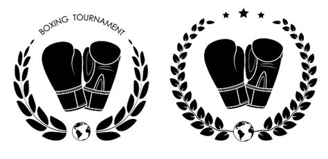 상징 경쟁을위한 월계수 화환과 엠블럼 스포츠 복싱 장갑 스포츠 장비 활동적인 라이프 스타일 벡터 Championship에 대한 스톡 벡터 아트 및 기타 이미지 Istock