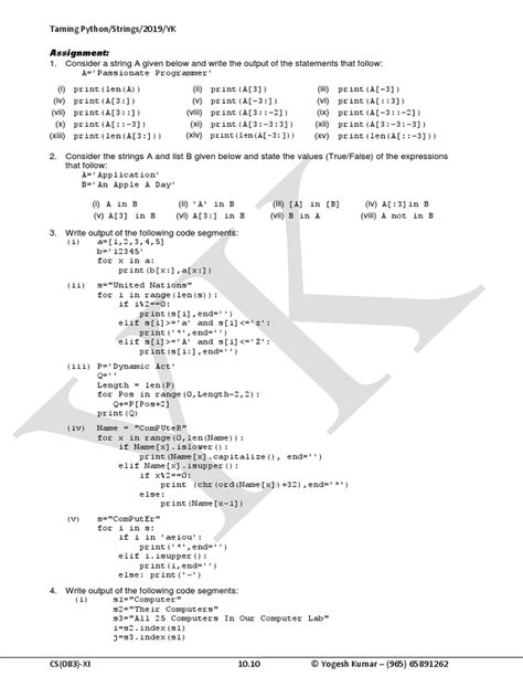 String Assignment Pdf