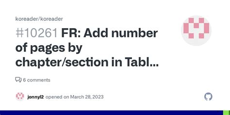 fr add number of pages by chapter section in table of contents · issue 10261 · koreader