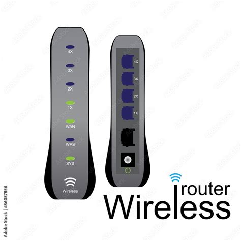 Vector Illustration Of Wireless Modem Front And Back Side Of Wi Fi Router Stock Vector Adobe