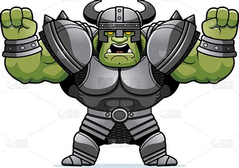 愤怒的卡通兽人战士