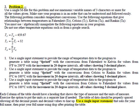 Solved Use A Single M File For This Problem And Use Mnemonic