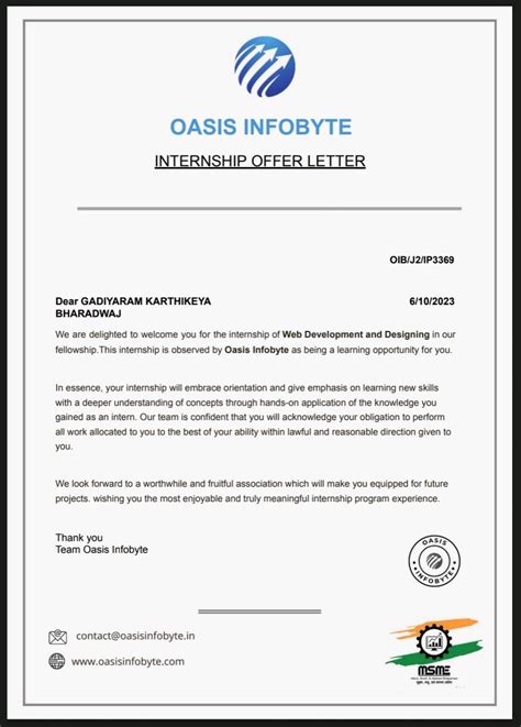 Karthikeya Bharadwaj Gadiyaram On Linkedin Webdevelopment Oasisinfobyte Internship