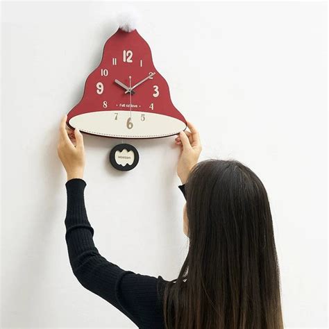 Gullei Christmas Bell Cute Analog Pendulum Wall Clock For Livingroom