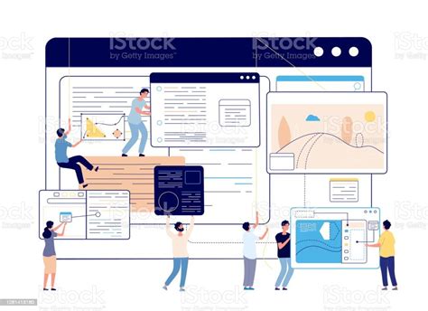 웹 콘텐츠 관리 디지털 블로그 소셜 미디어 디자이너 및 작가 블로깅 현대 교육 또는 프로그래밍 팀 벡터 일러스트레이션 개인화에 대한 스톡 벡터 아트 및 기타 이미지 Istock