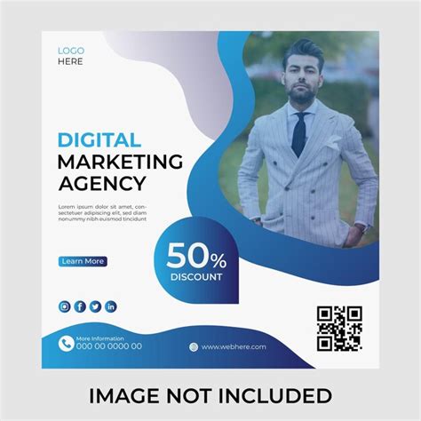 디지털 마케팅 대행사 인스 타 그램 게시물 및 소셜 미디어 배너 디자인 템플릿 프리미엄 벡터