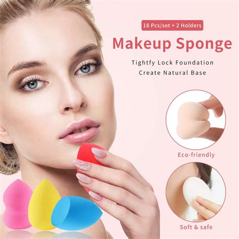 18 Pcs Makeup Sponge Set With Egg Sponge Holder Stand Ideal For Liquid Creams And Powders