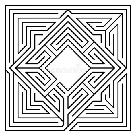 Square Maze Containing A Second Maze In The Shape Of A Diamond Stock