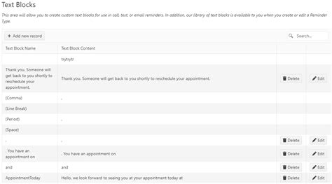 Text Blocks Creating And Editing Appointment Reminders
